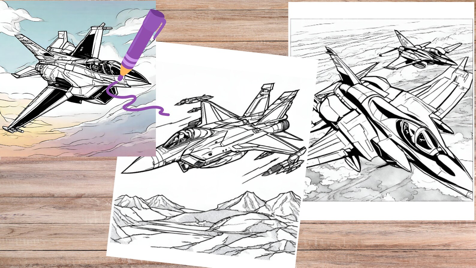 100 Pages Printable Warplane Coloring Page - PDF Custom Design - Etsy