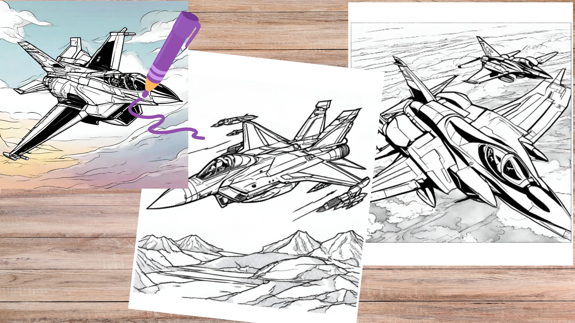 100 Pages Printable Warplane Coloring Page - PDF Custom Design - Etsy