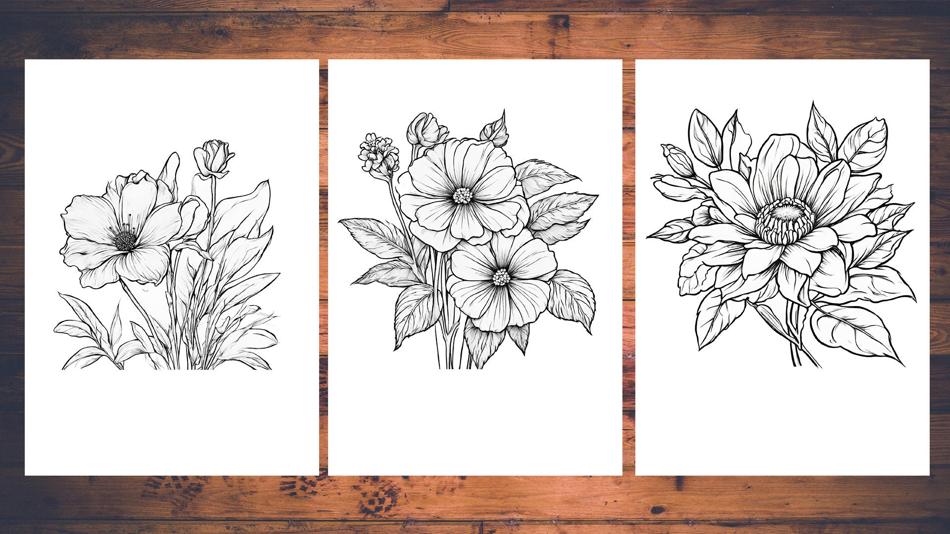 100 Printable Flower Coloring Pages PDF - New Models - Etsy UK