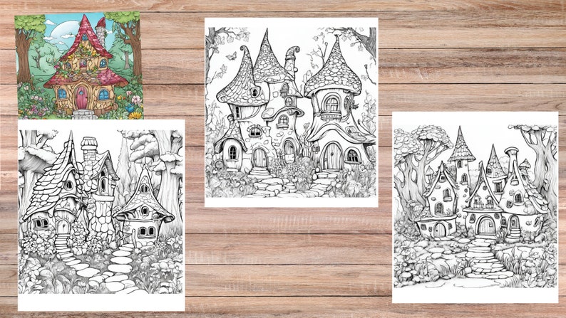 100 Pages Printable Fairy House Coloring Page PDF - Custom Designs - Etsy