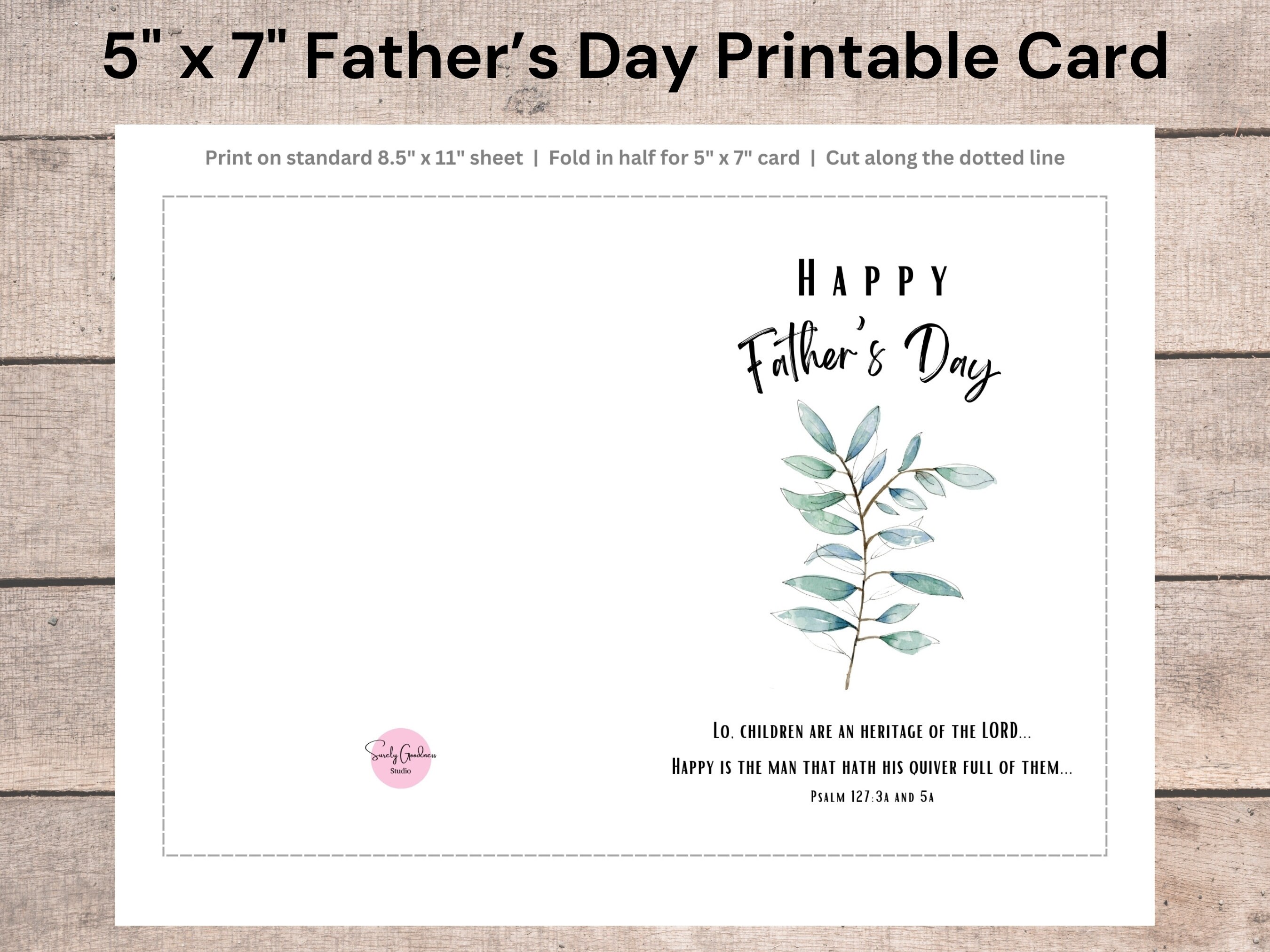 Printable Father's Day Card Christian Card Scripture Card for Dad Psalm ...