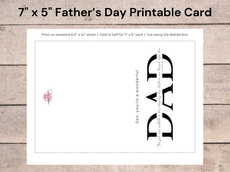 Printable Fathers Day Card for Son Christian Fathers Day Scripture Card ...