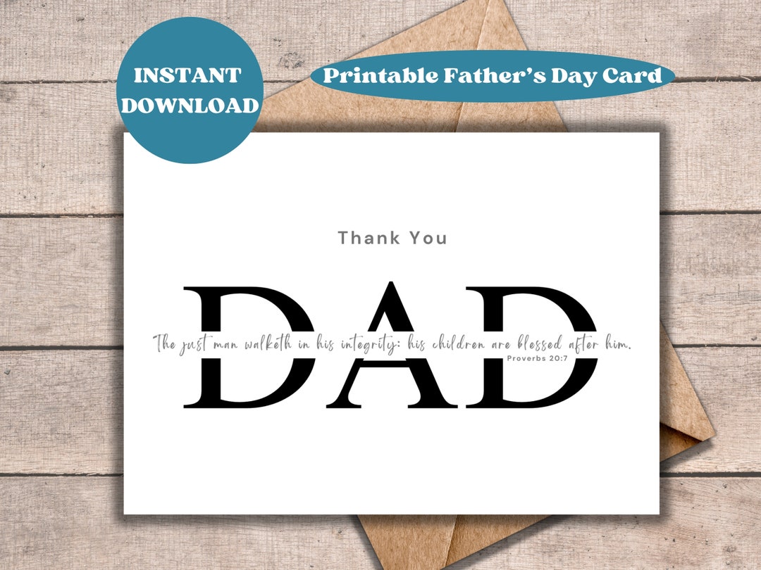 Printable Father's Day Card Christian Father's Day Card Scripture Card ...
