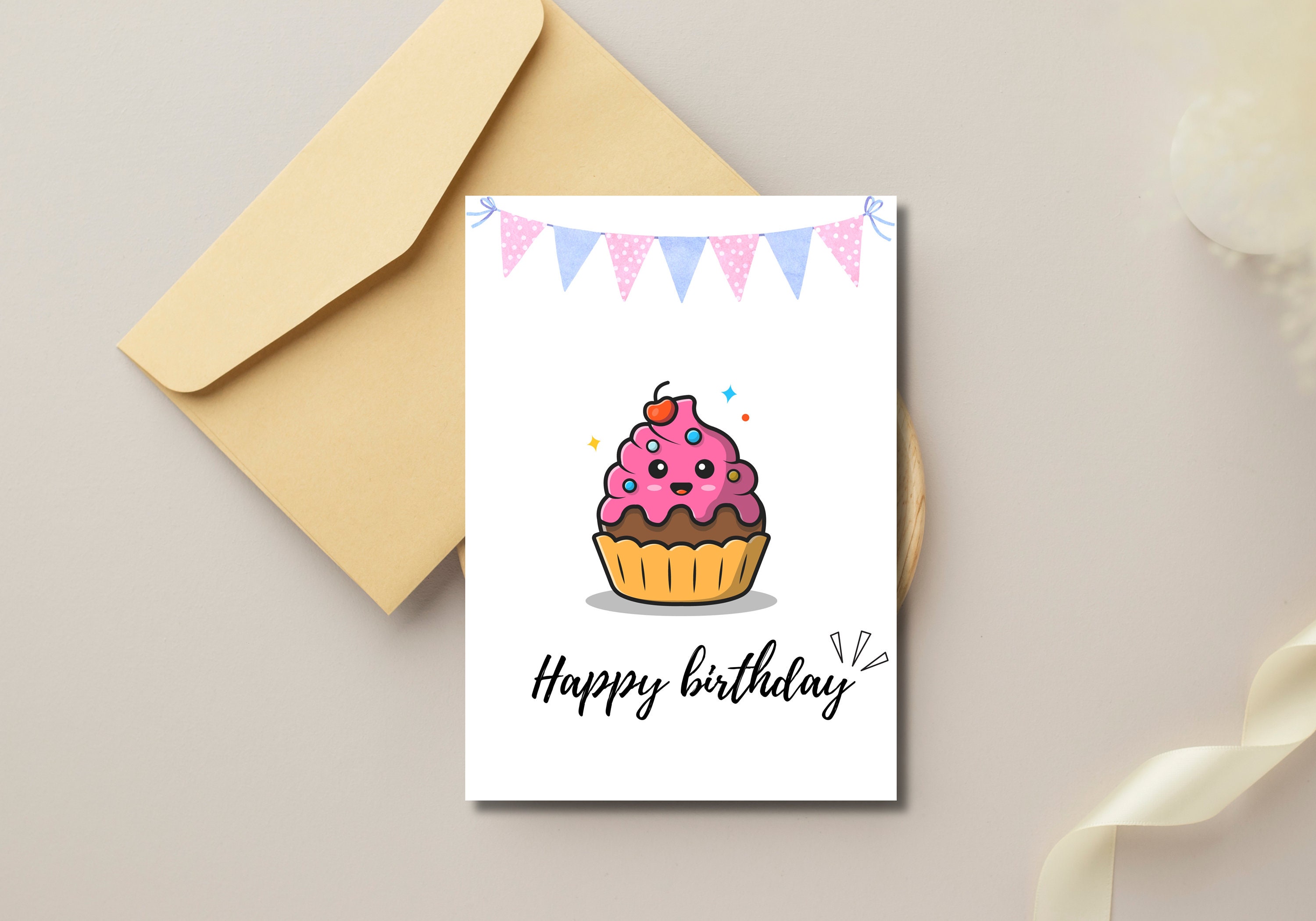 Printable Digital Card With Cake Digital Birthday Card Instant Download ...