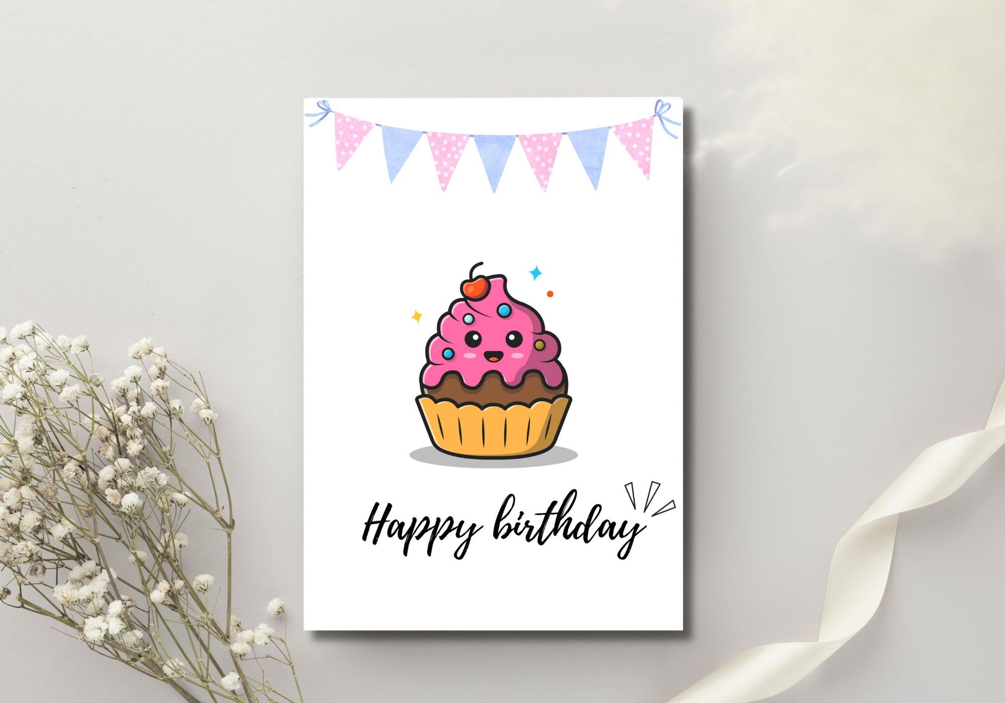 Printable Digital Card With Cake Digital Birthday Card Instant Download ...