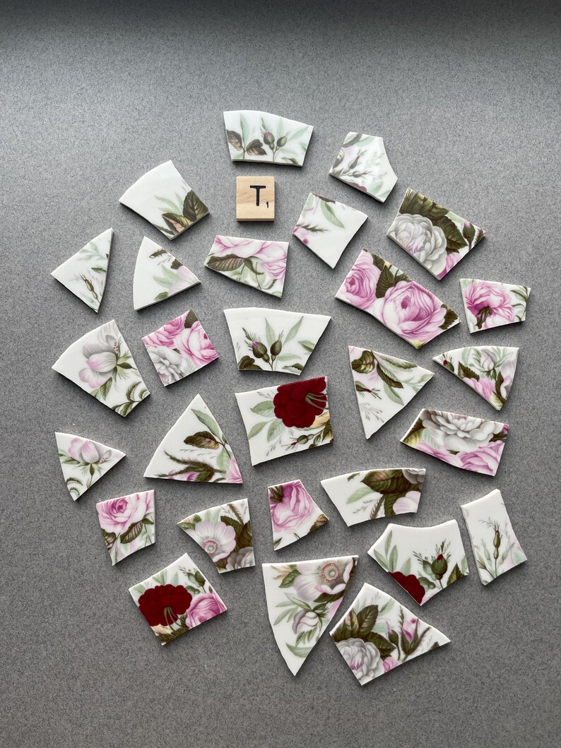 Handcut Roses Porcelain Mosaic Tiles: Large Vintage China Pieces - Etsy
