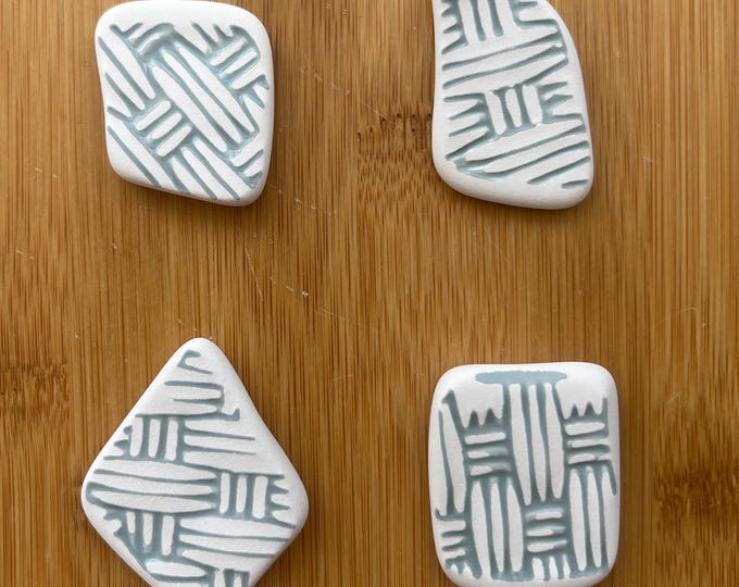 BLUE and WHITE Sea Pottery 1”- 1 1/4” Pottery Pieces - Textured Pottery ...