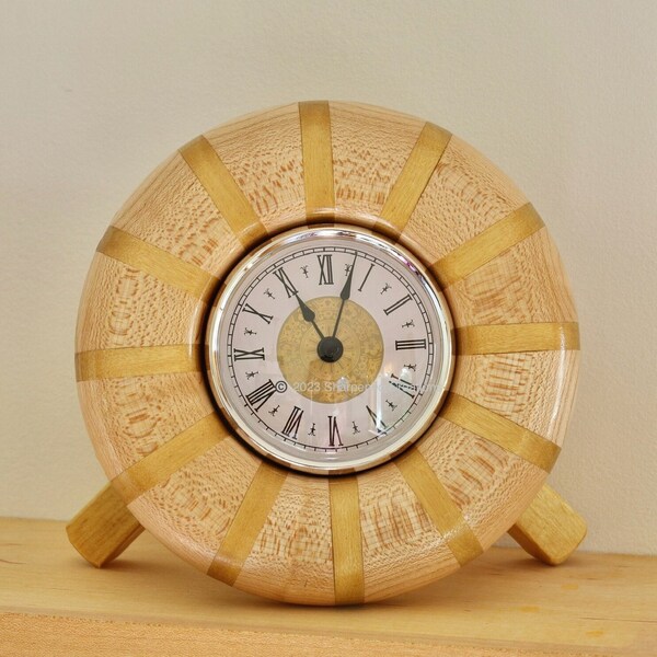 Turned Wood Clock - Etsy