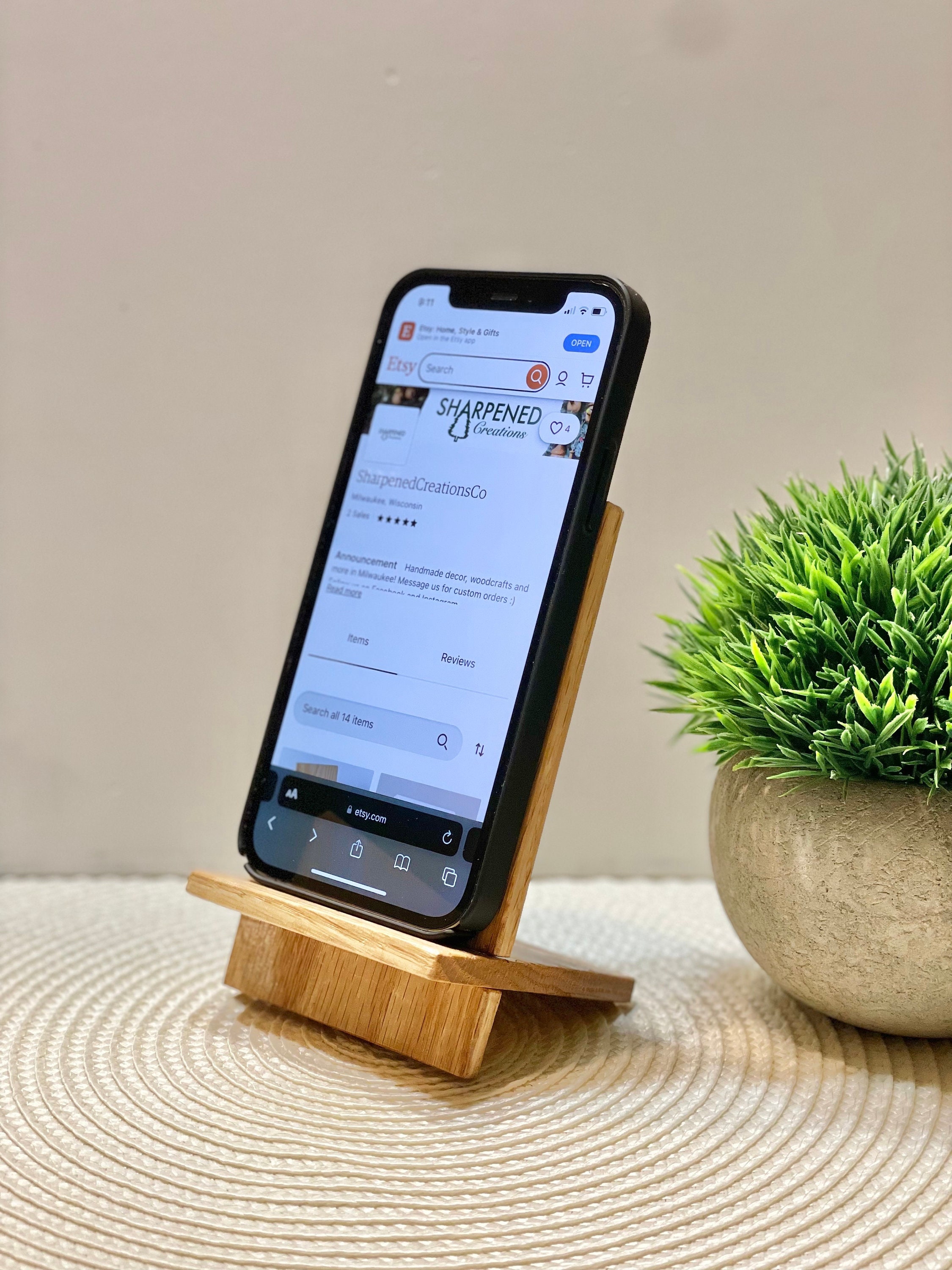 Wooden Collapsible Phone Stand for Desk and Travel, iPhone iPad Stand ...