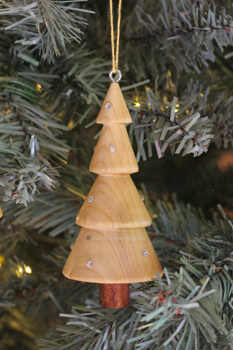 Handmade Wooden Christmas Tree Ornament, Hand Turned Wood Ornament ...