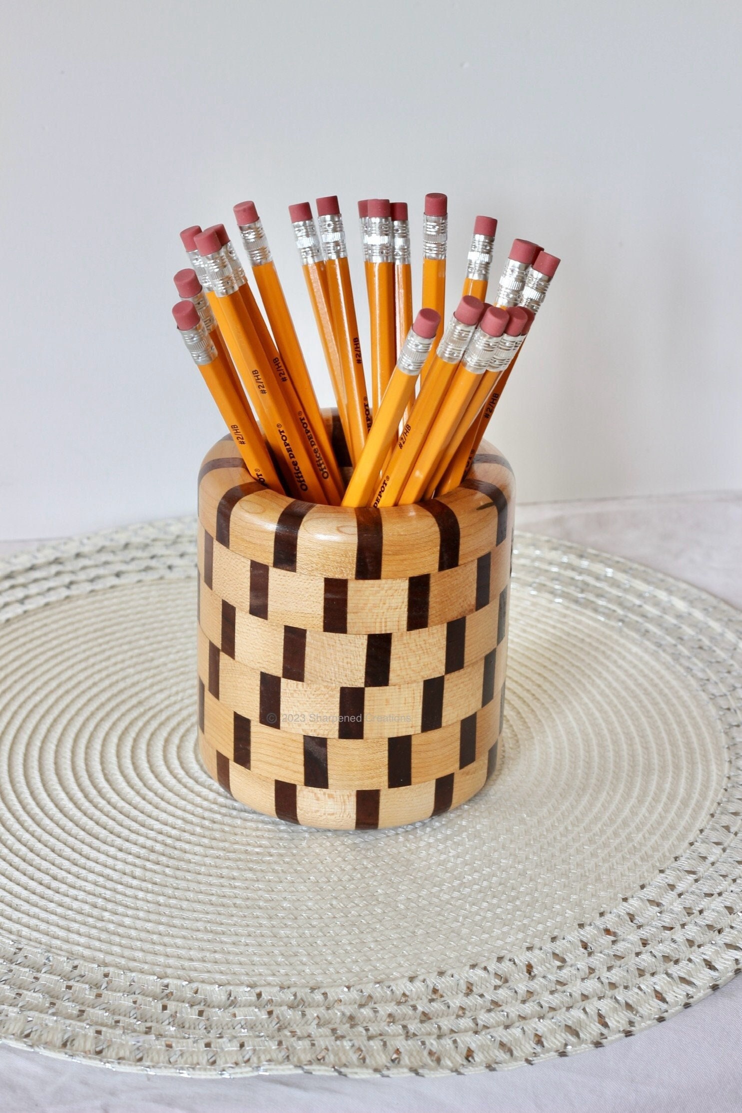 Handmade Wooden Pencil Pen Holder, Desk Accessory, Office School ...