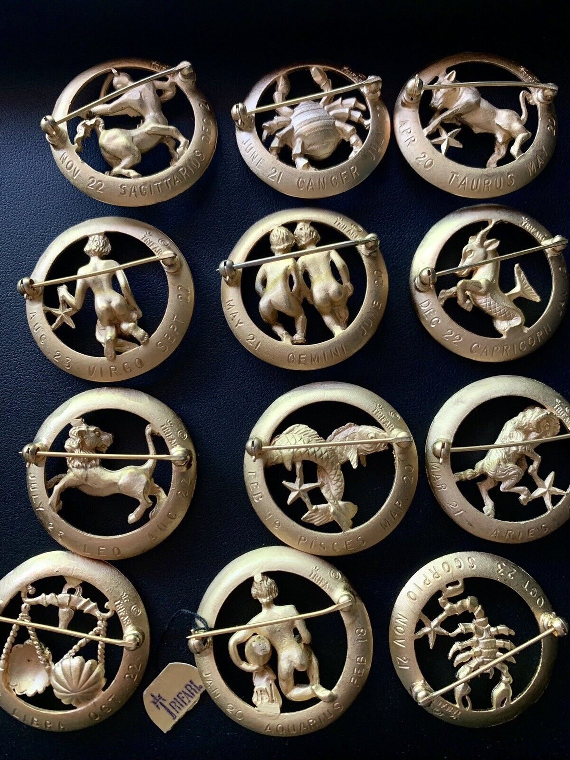 1960s Vintage Trifari Zodiac Brooch Pin Set. 12 Pcs Complete Set ...