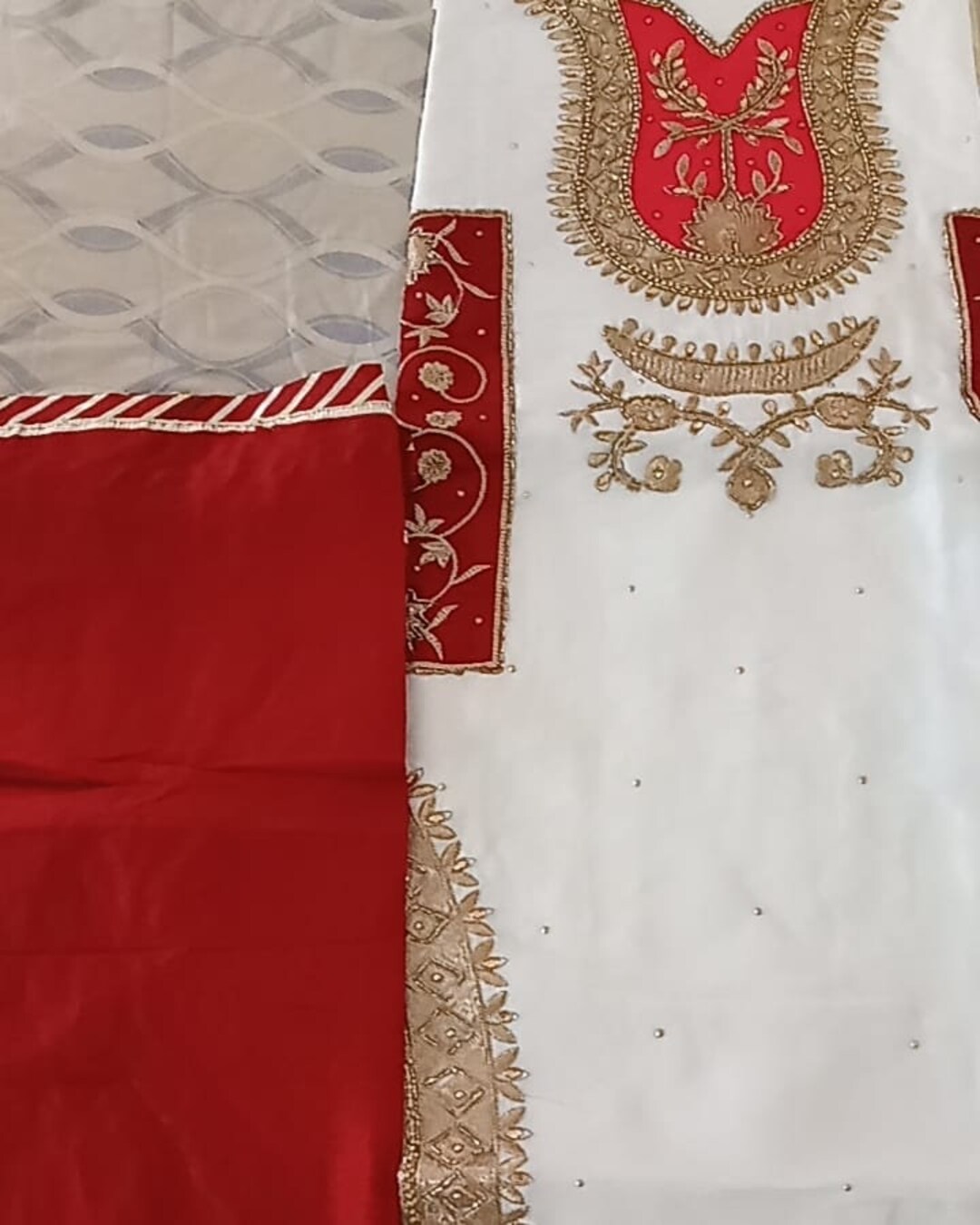White and Maroon Unstitched Punjabi Suit - Etsy