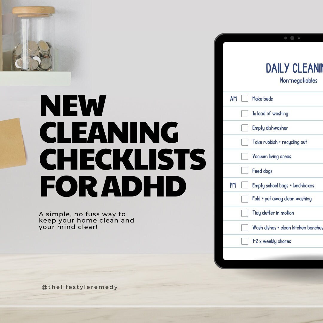 Cleaning Checklist for Busy Mums. ADHD Helper. Keep a Tidy Home Easily ...