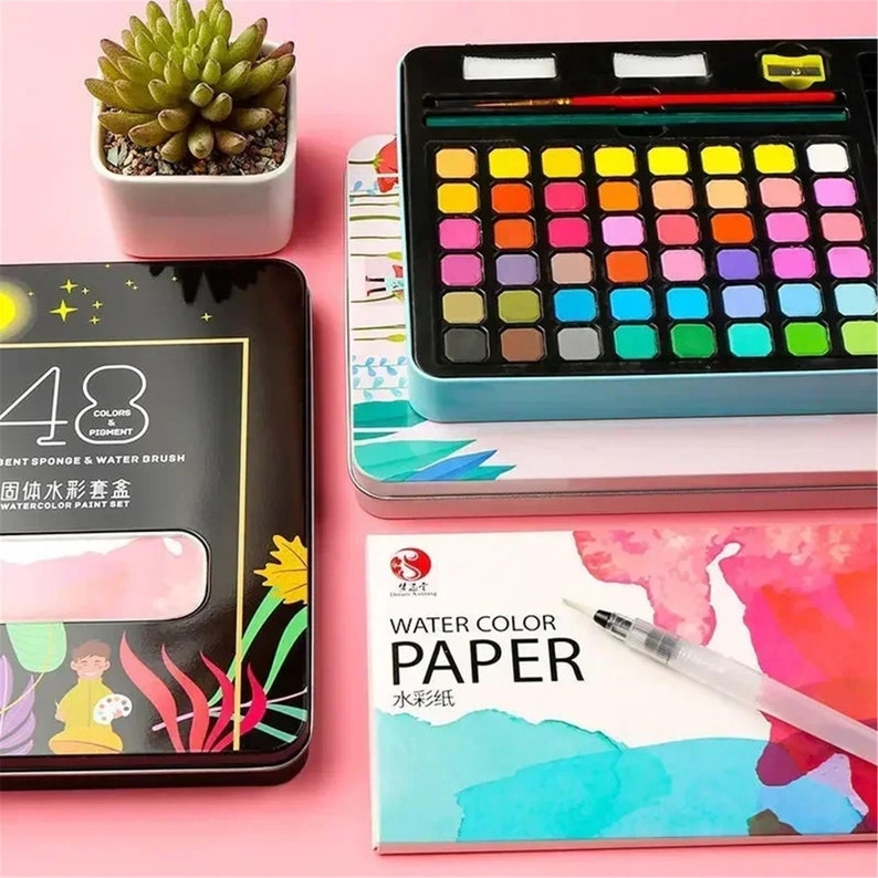 63 Pcs Professional Watercolor Paint Set 48 Colors Painting Set With ...