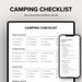 Printable Camping Checklist - Fillable PDF, Instant Download, Phone ...
