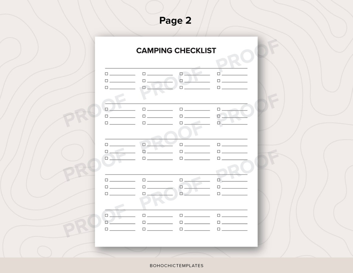 Printable Camping Checklist - Fillable PDF, Instant Download, Phone ...