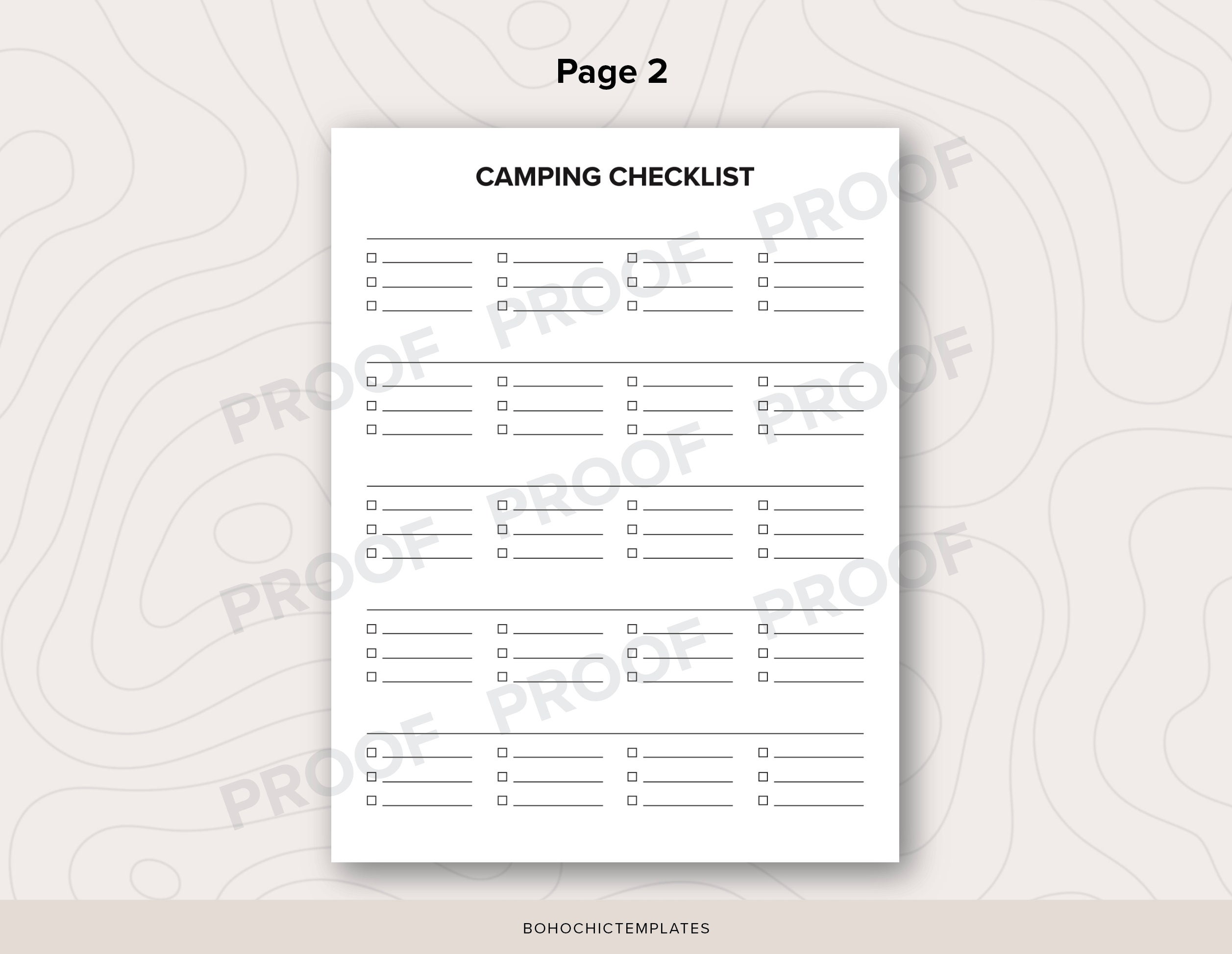 Printable Camping Checklist - Fillable PDF, Instant Download, Phone ...