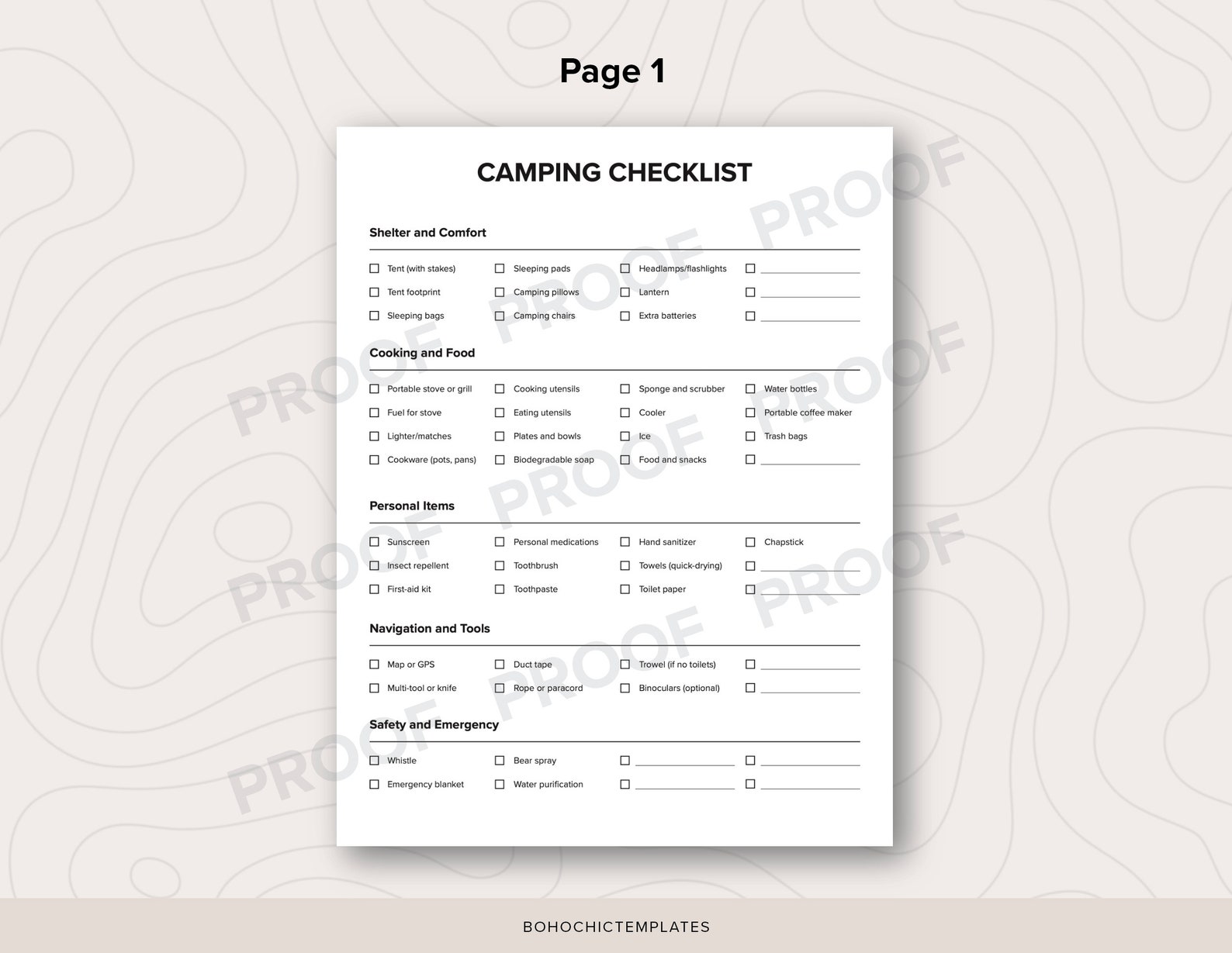 Printable Camping Checklist - Fillable PDF, Instant Download, Phone ...