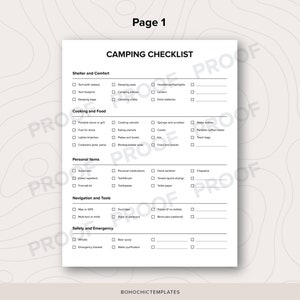 Printable Camping Checklist - Fillable PDF, Instant Download, Phone ...