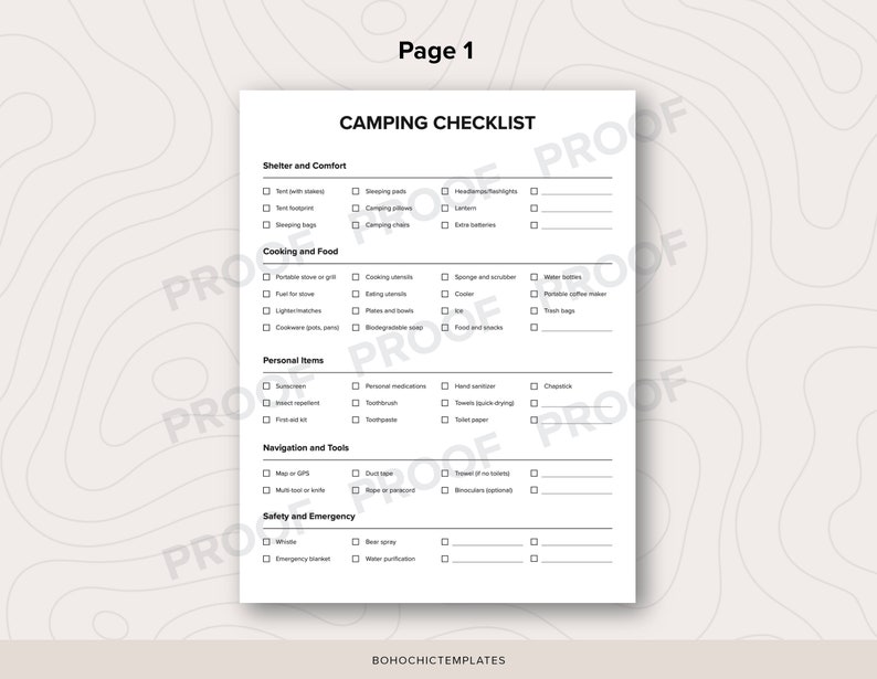 Printable Camping Checklist - Fillable PDF, Instant Download, Phone ...