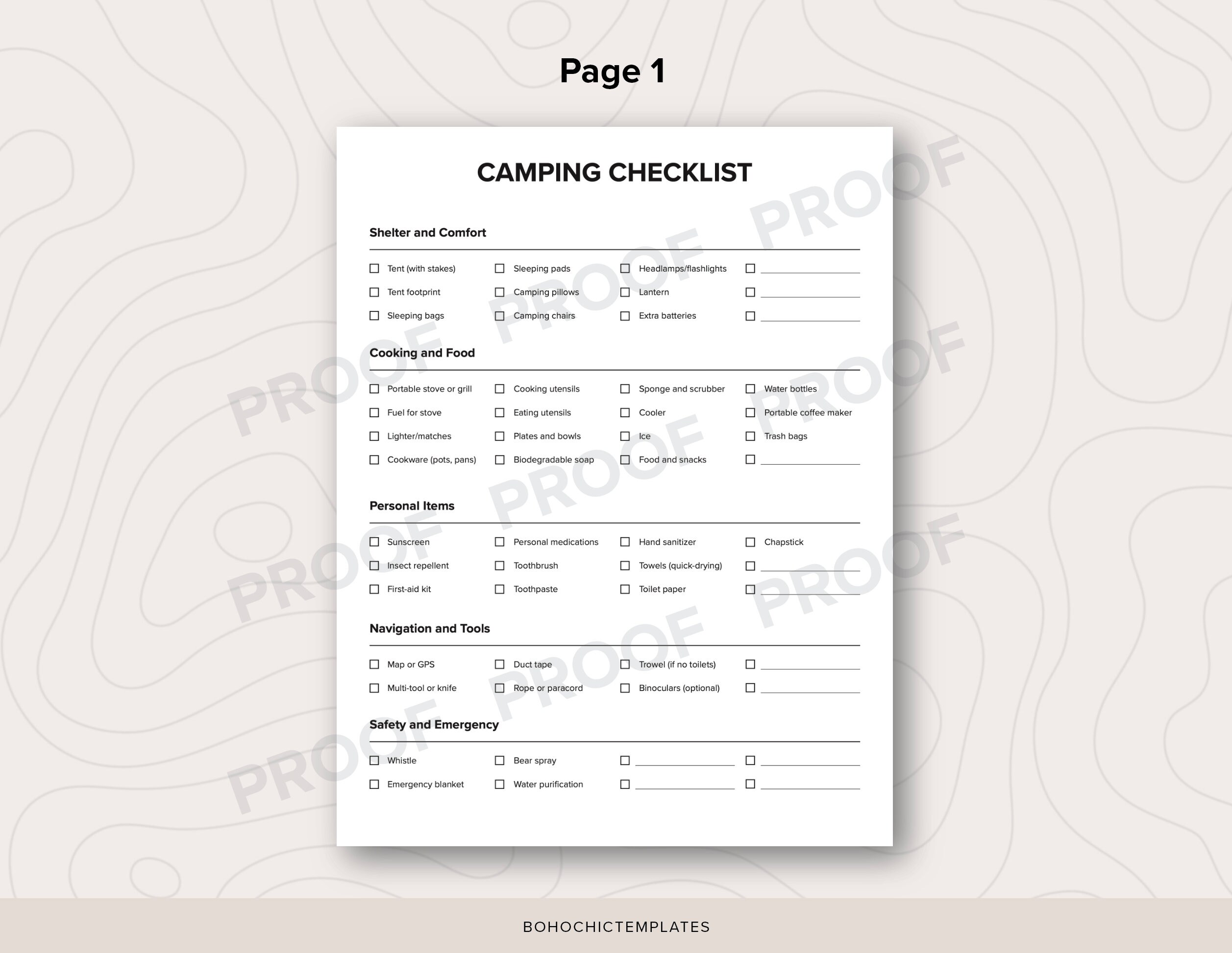 Printable Camping Checklist - Fillable PDF, Instant Download, Phone ...