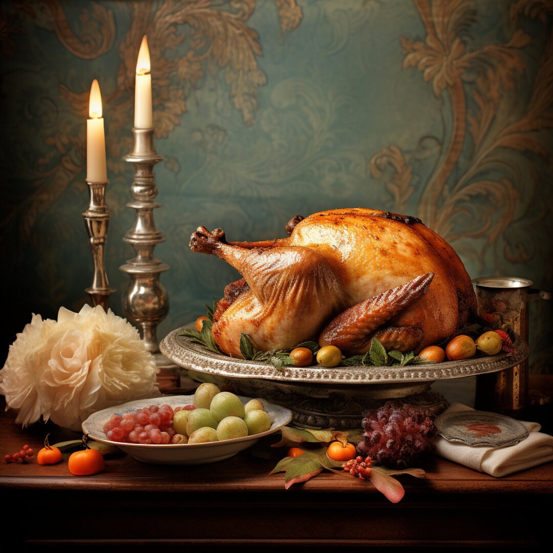 1950s Vintage-style High-quality Thanksgiving Meal Digital Prints ...