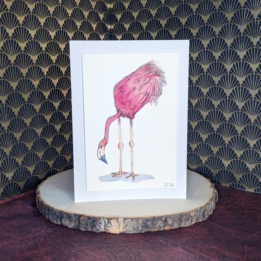 Flamingo Watercolor Card for Birthday, Mother's Day, Anniversary ...