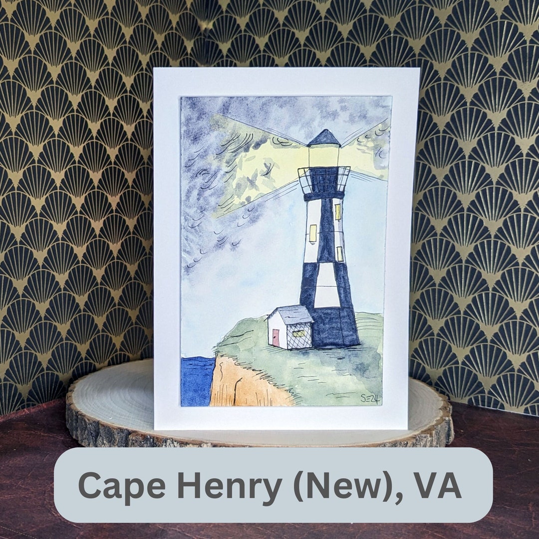 Hand-painted Watercolor Cape Henry Notecard: Blank Stationery, 5 X 7 ...