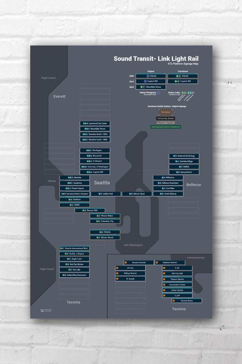 Sound Transit Link Light Rail Platform Signage Map - Etsy