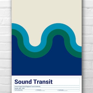 Mid-century Modern Seattle Transit Print - Wave - Etsy