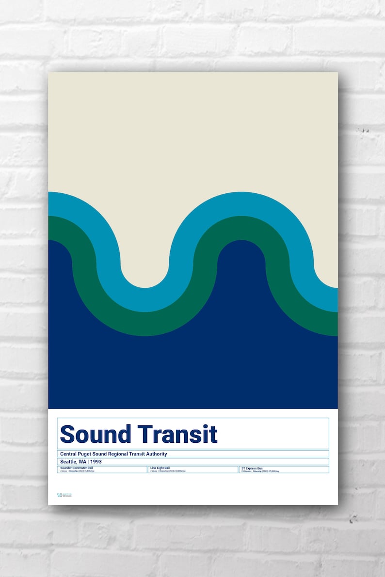 Mid-century Modern Seattle Transit Print - Wave - Etsy