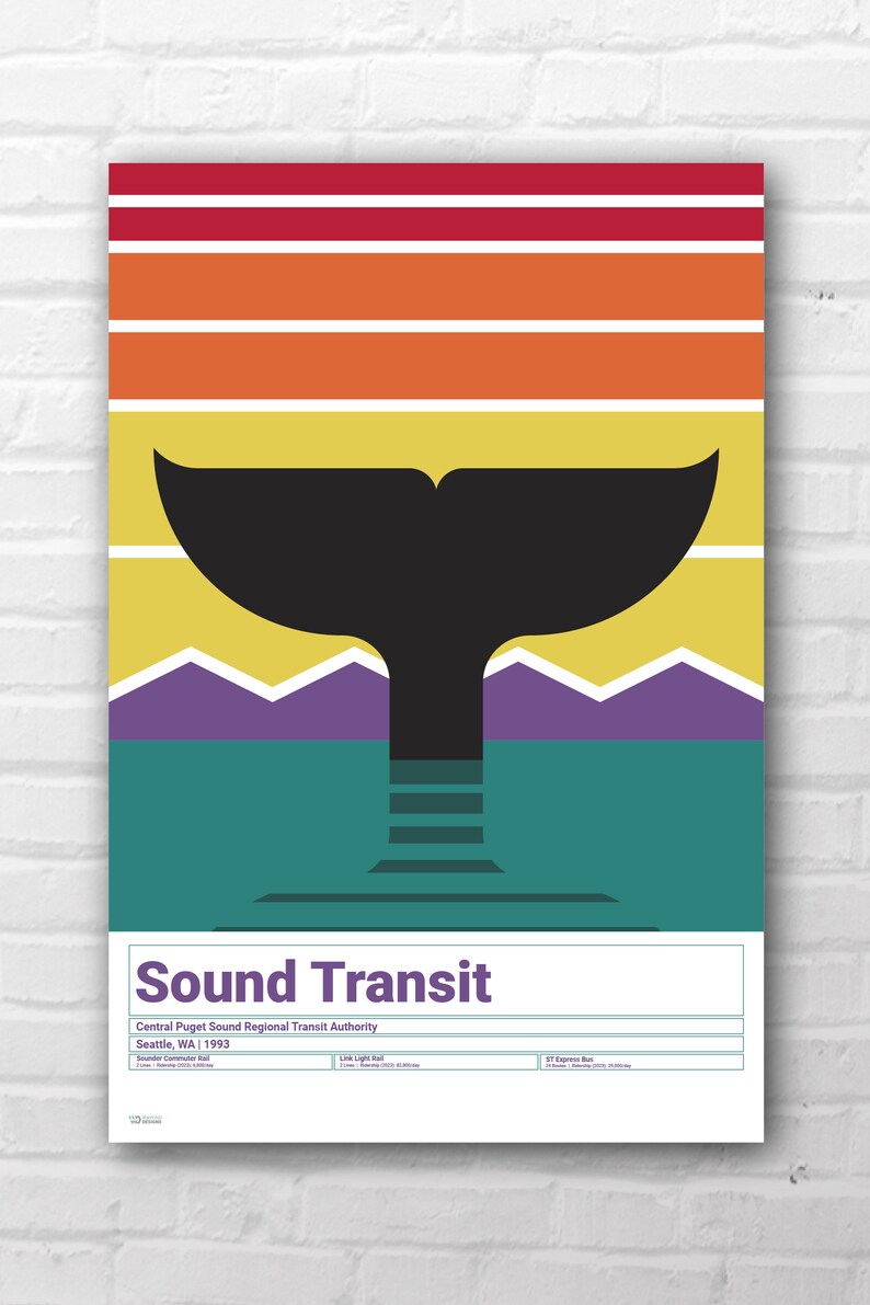 Mid-century Modern Seattle Transit Print - Orca - Etsy