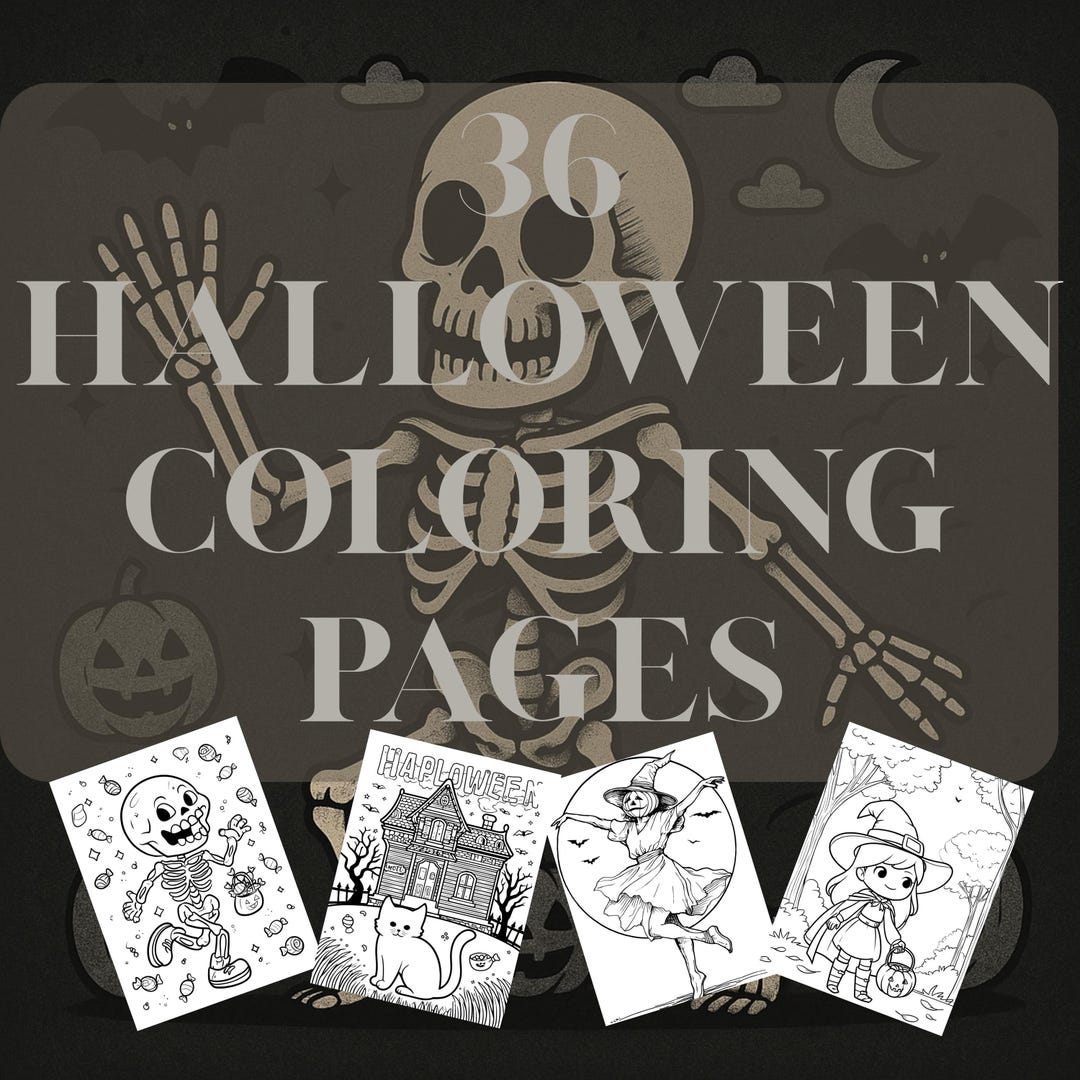 Halloween Coloring Pages for Kids (36 Pack), A4 Printable Activity ...