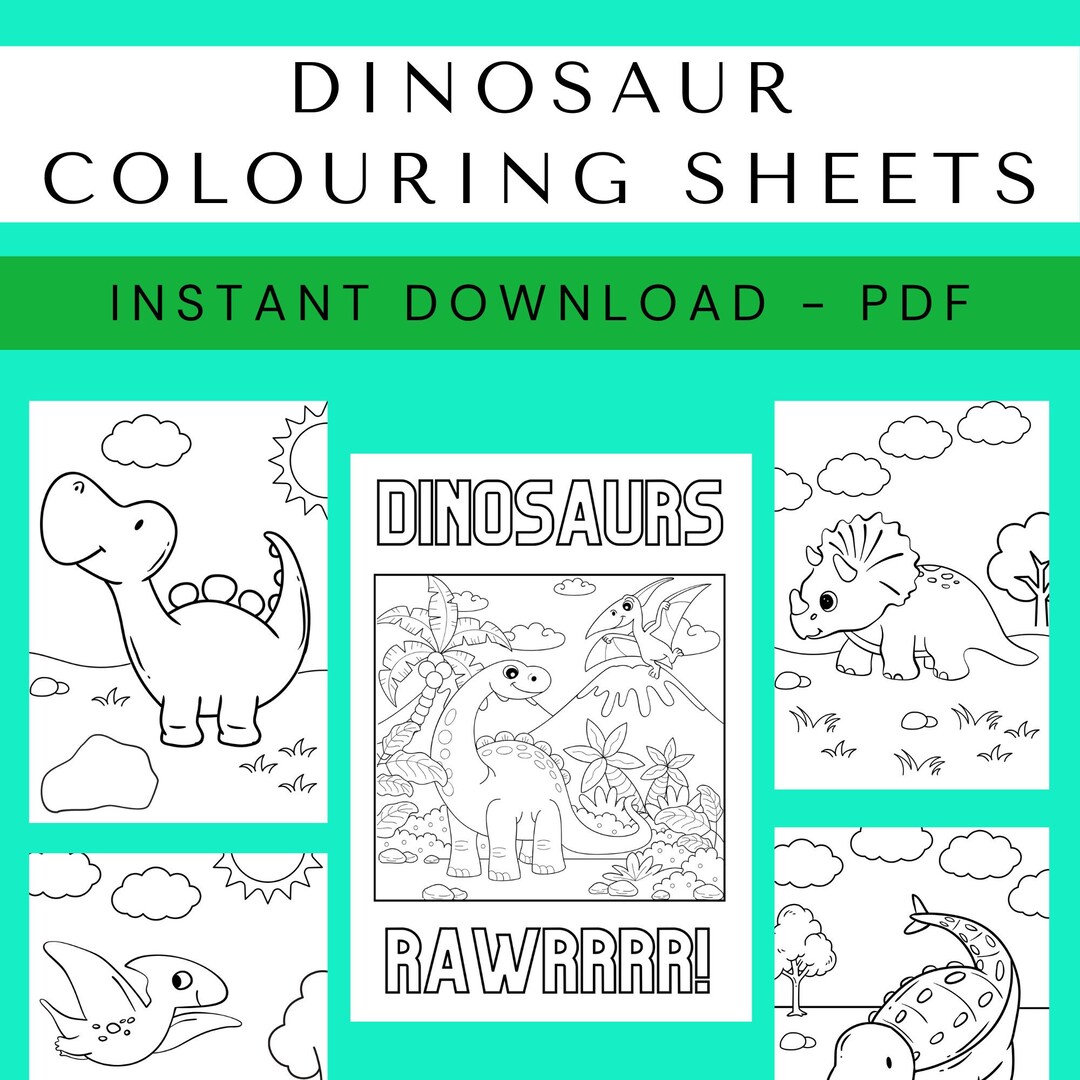 21 Pages Dinosaur Colouring Book Sheets Printable for Kids, Coloring ...