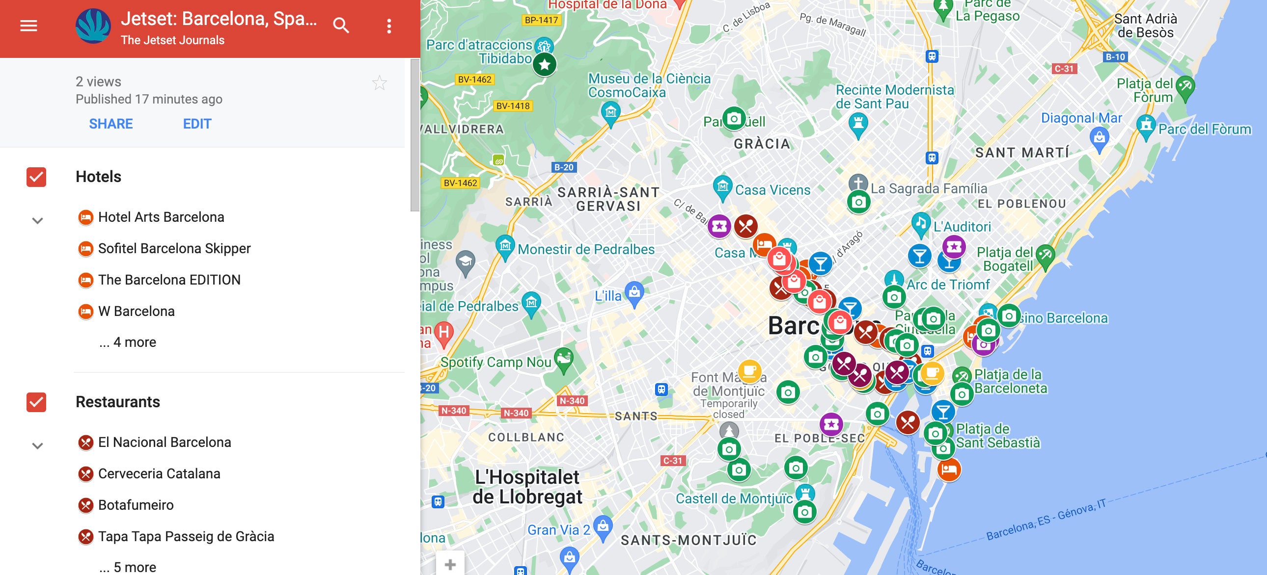 Barcelona, Spain Instant Digital Download Google Map Travel Planner ...