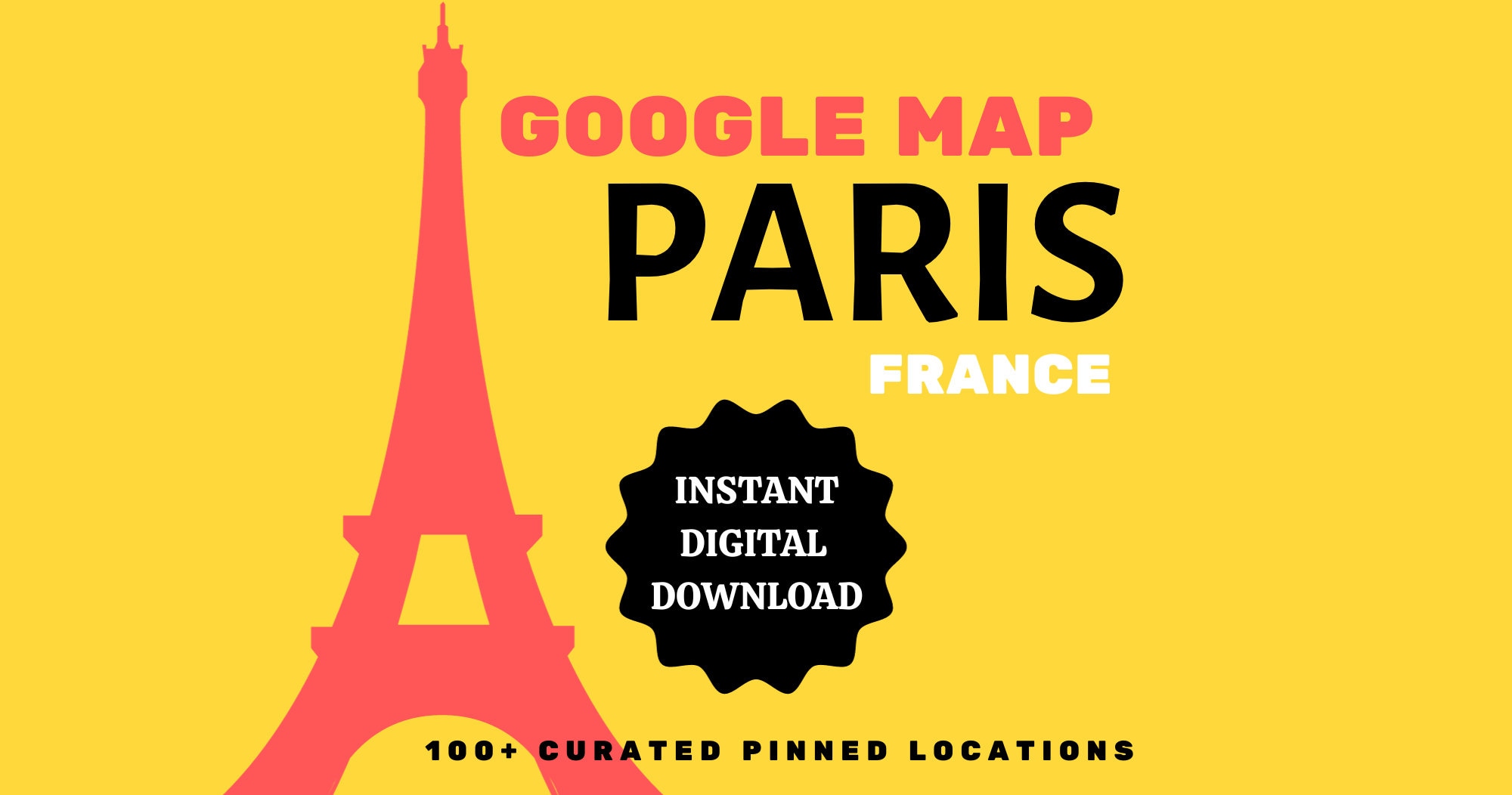 Paris France Instant Digital Download Google Map Travel - Etsy
