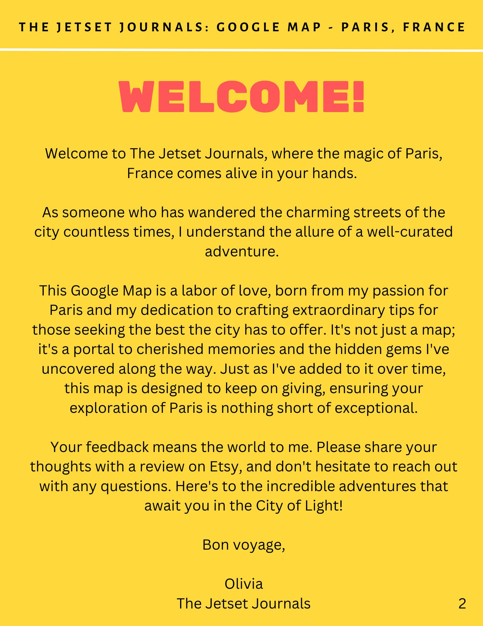 Paris, France Instant Digital Download Google Map Travel Planner Trip ...