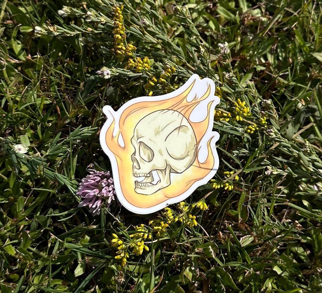 Flame Skull | Vinyl Waterproof Sticker - Etsy