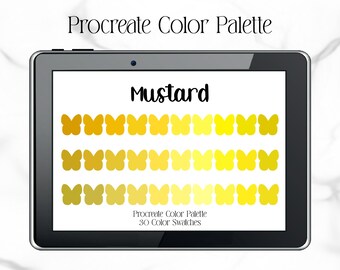Retro Yellow Procreate Palette, 30 HEX Color Codes, Instant Digital ...