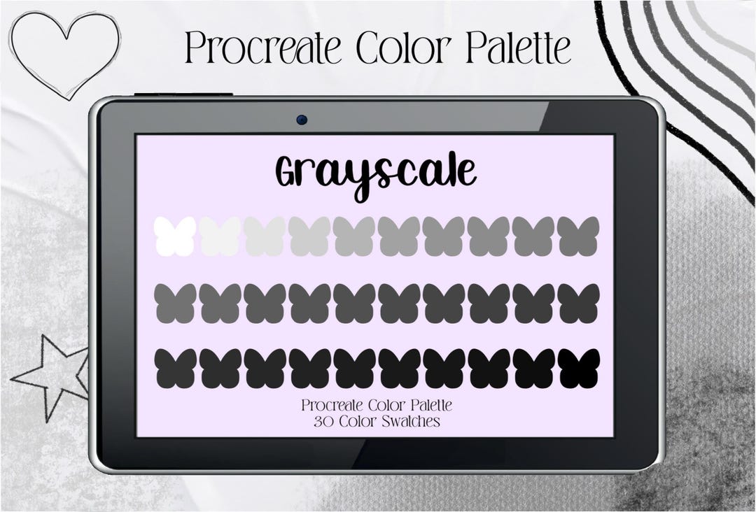 Grayscale Procreate Color Palette, Procreate Swatches, iPad Illustration, Procreate Art - Etsy