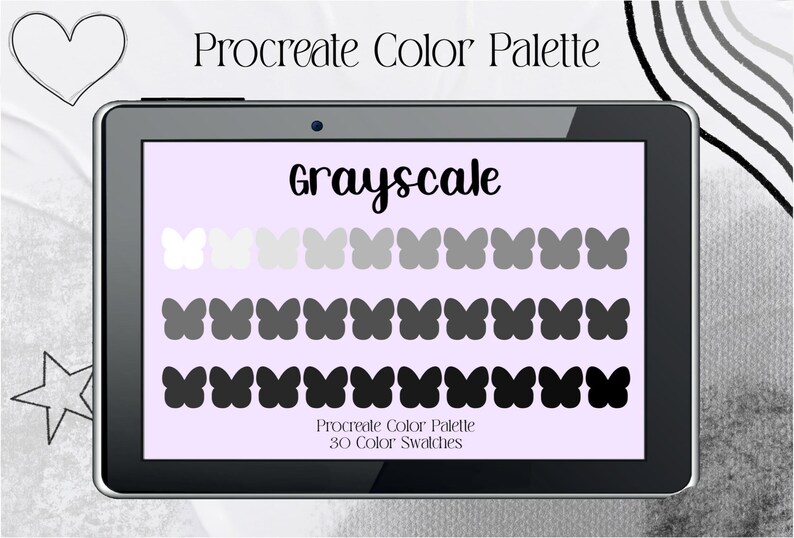 Grayscale Procreate Color Palette, Procreate Swatches, iPad Illustration, Procreate Art - Etsy