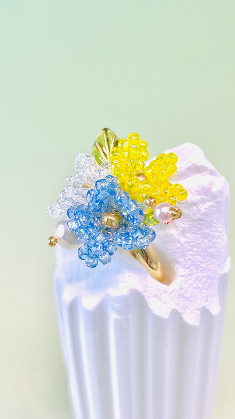 Finger Bouquet Ring, Beaded Flower, Style 1 - Etsy