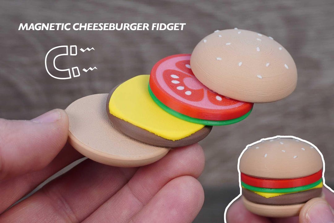 Cheeseburger Fidget Toy - 4 Piece! Slider - Stim Toy - Haptic Coin ...