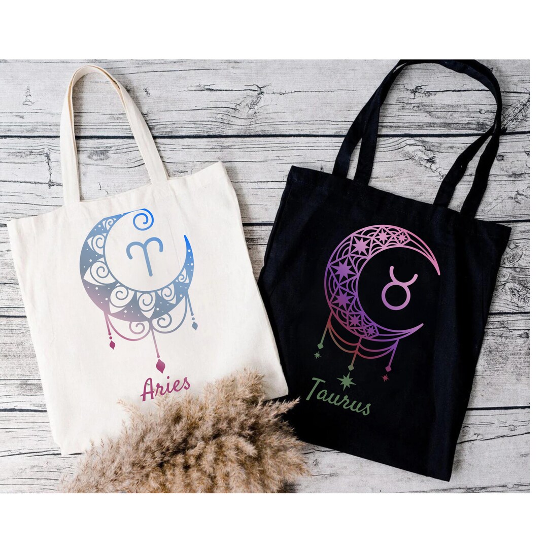 Minimalist Tote Bag With Zodiac Signs, Custom Tote Bag for Gift ...