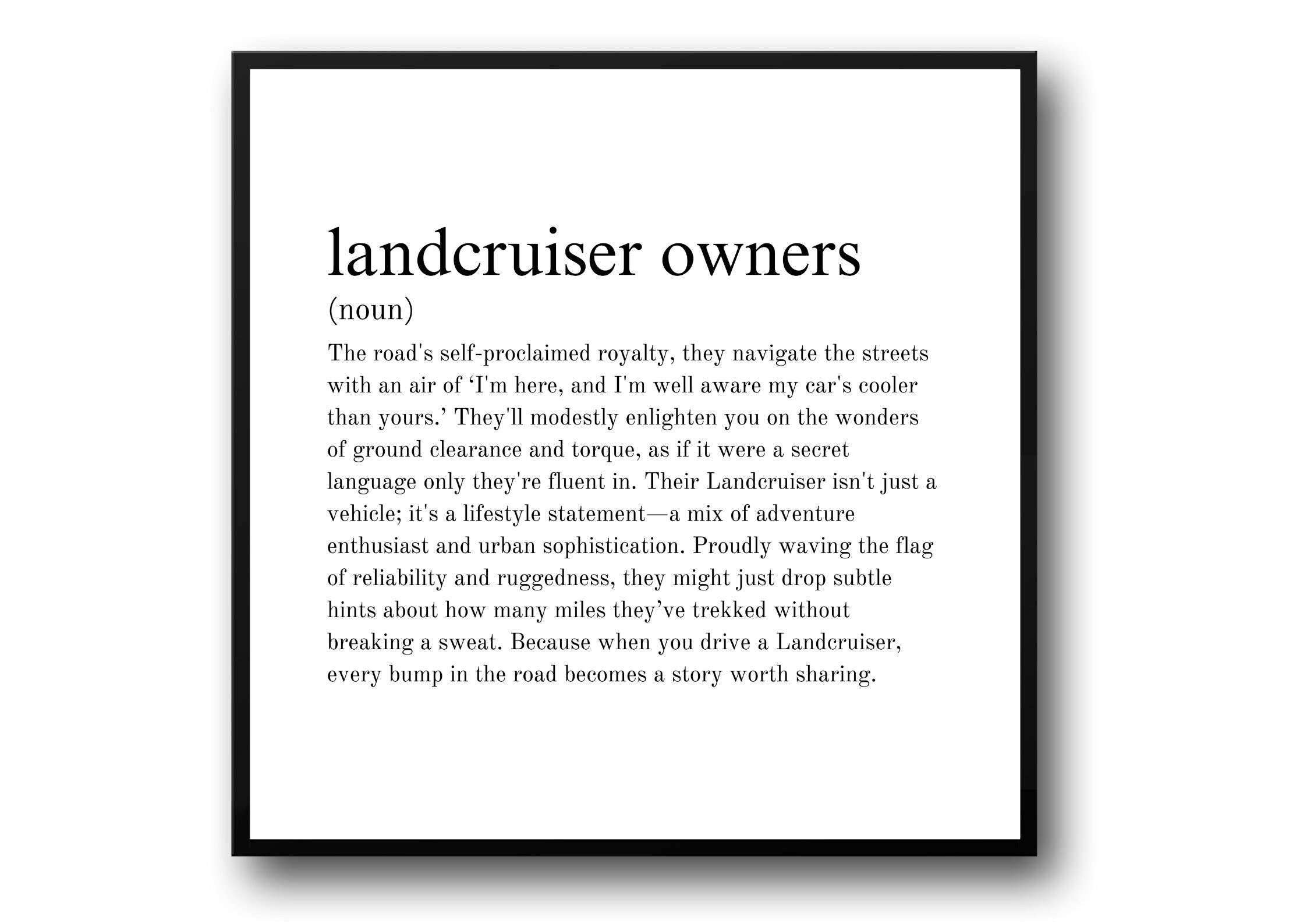 DIGITAL FUNNY Toyota Land Cruiser Owner Definition Landcruiser Wall Art ...