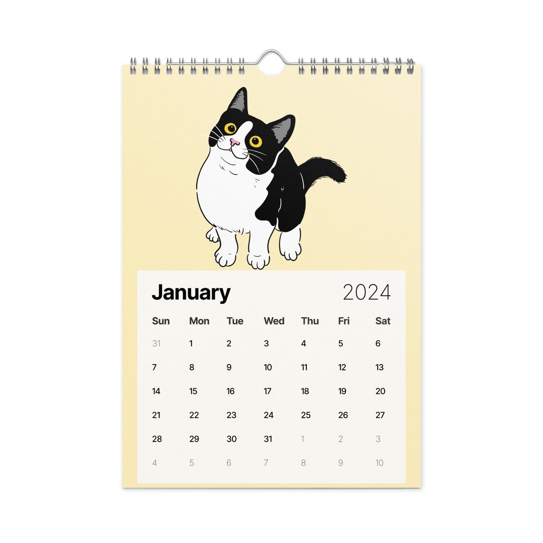 Cat Cute Funny 2024 Calendar Cat Art Prints Gifts for Cat - Etsy
