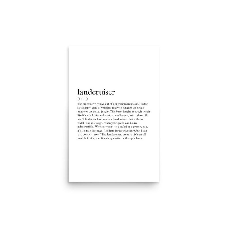PRINTED Funny Edition Toyota Land Cruiser Definition Landcruiser Wall ...