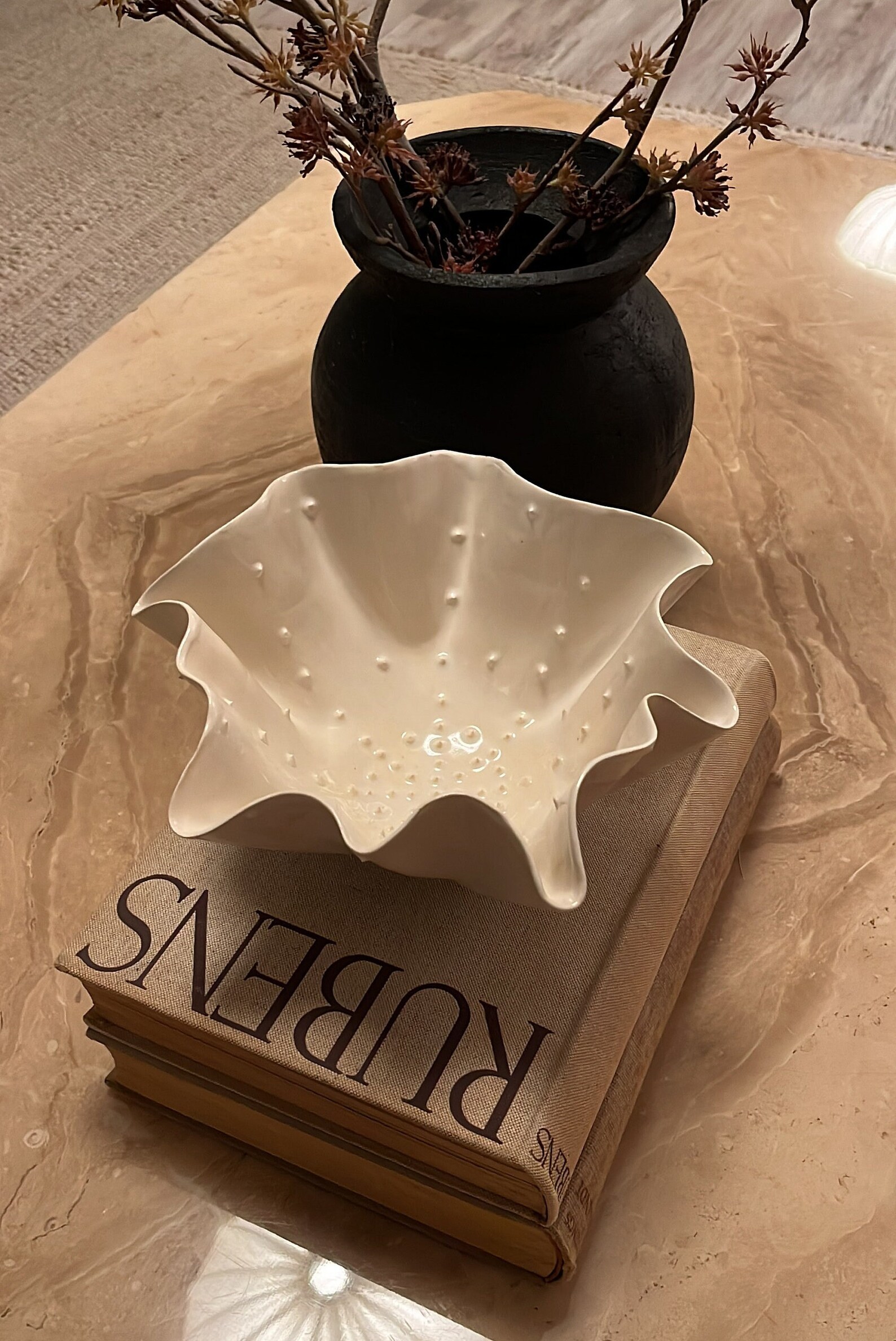 Handmade Ceramic White Organic Ruffle Wavy Bowl - Etsy