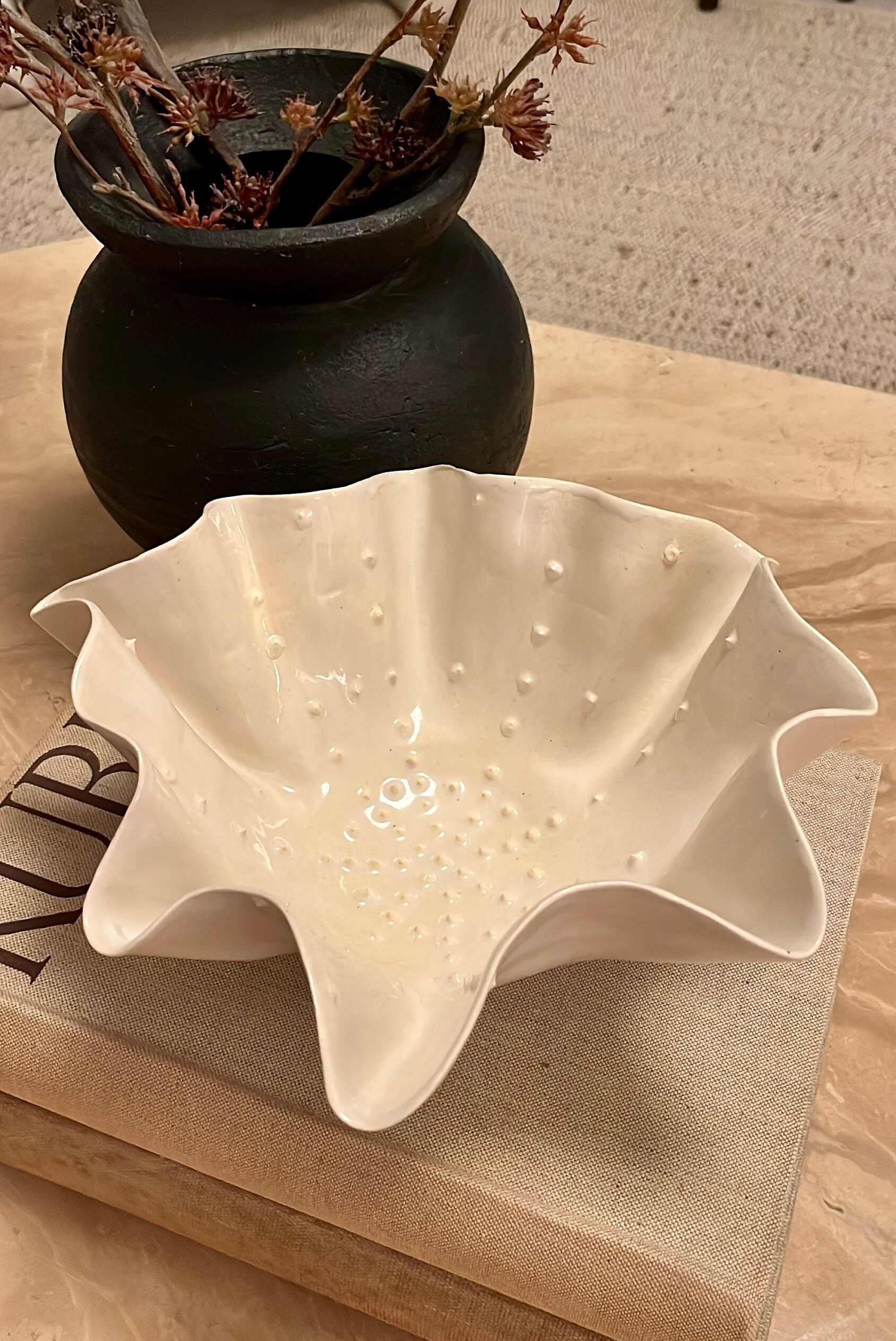 Handmade Ceramic White Organic Ruffle Wavy Bowl - Etsy